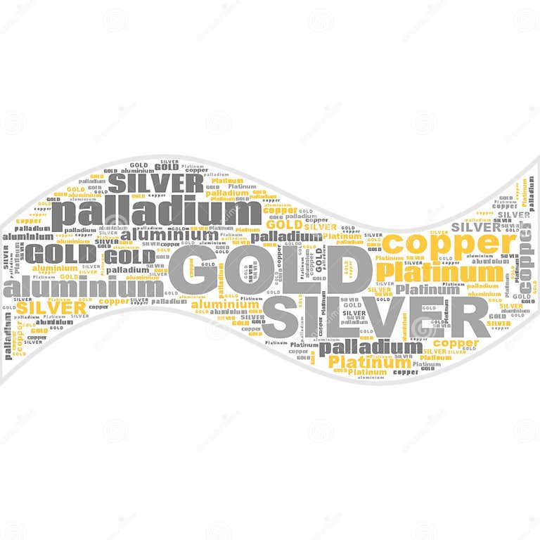 Gold Silver Copper Paladium Platinum Text Illustration Background ...