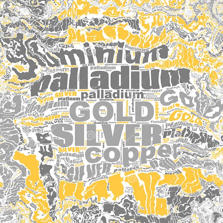 Gold Silver Copper Paladium Platinum Text Illustration Background ...