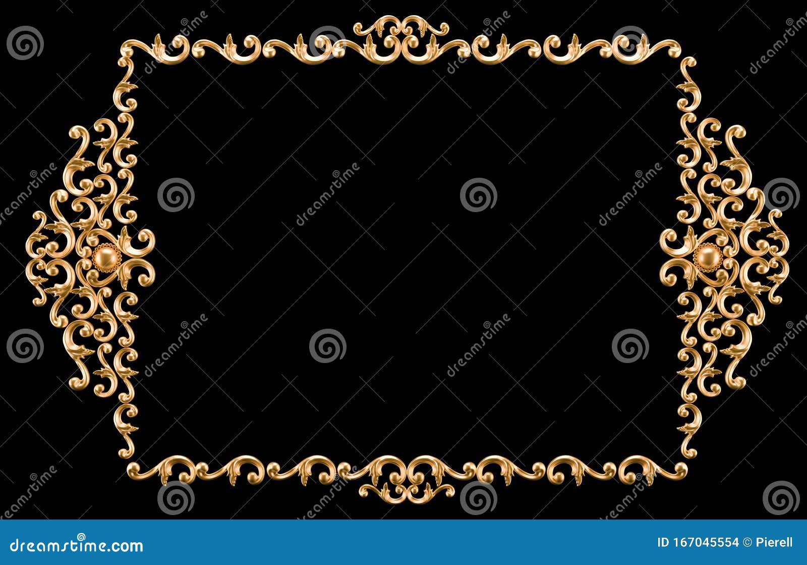 Stucco Or Gold Metal Symbol Patterns. Gold Design Pattern On Isolated ...