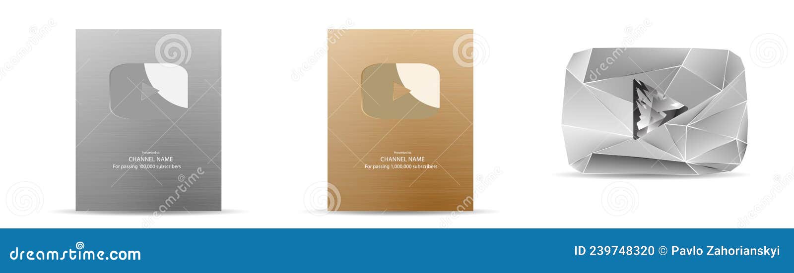 Gold, Silver and Diamond Play Button Award for the Number of ...