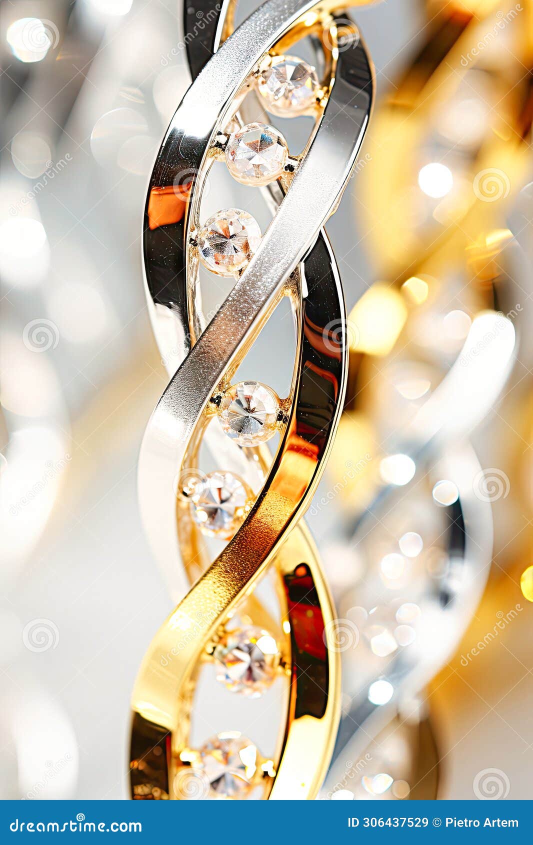 Gold and Silver DNA Chain Close-up Stock Image - Image of isolated ...