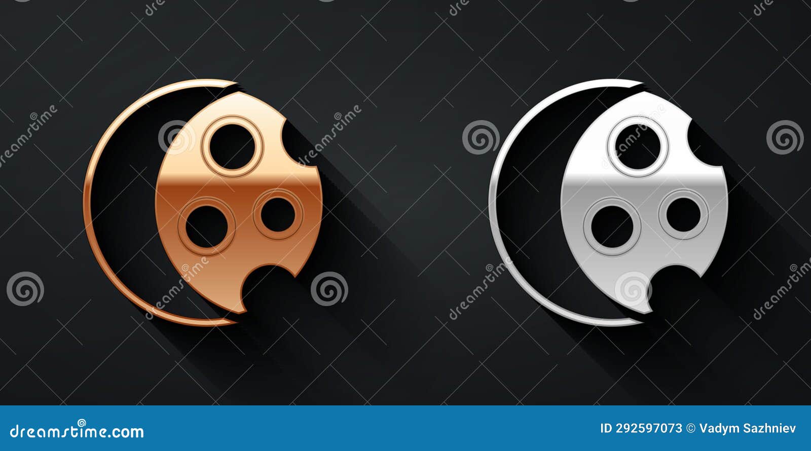 Gold and Silver Eclipse of the Sun Icon Isolated on Black Background ...