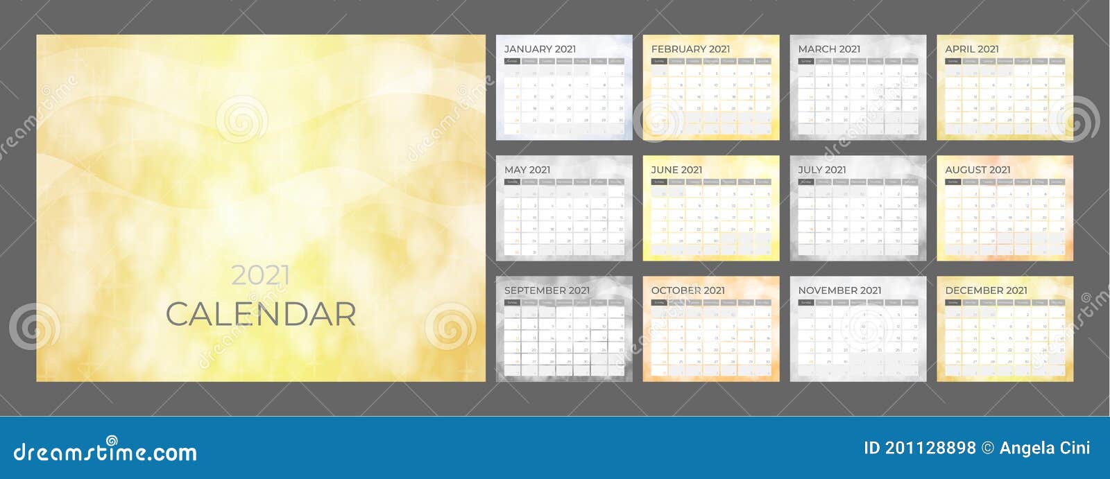 Gold and Silver 2021 Elegant Calendar Design Stock Vector ...