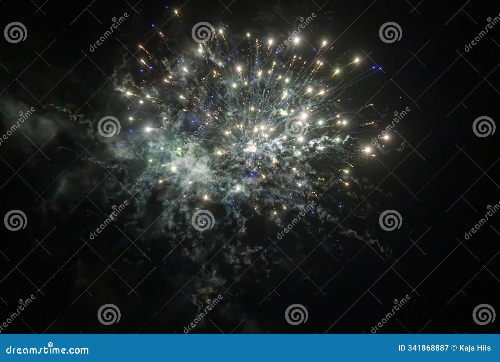 Gold Silver Fireworks on Black Background. Stock Image - Image of ...