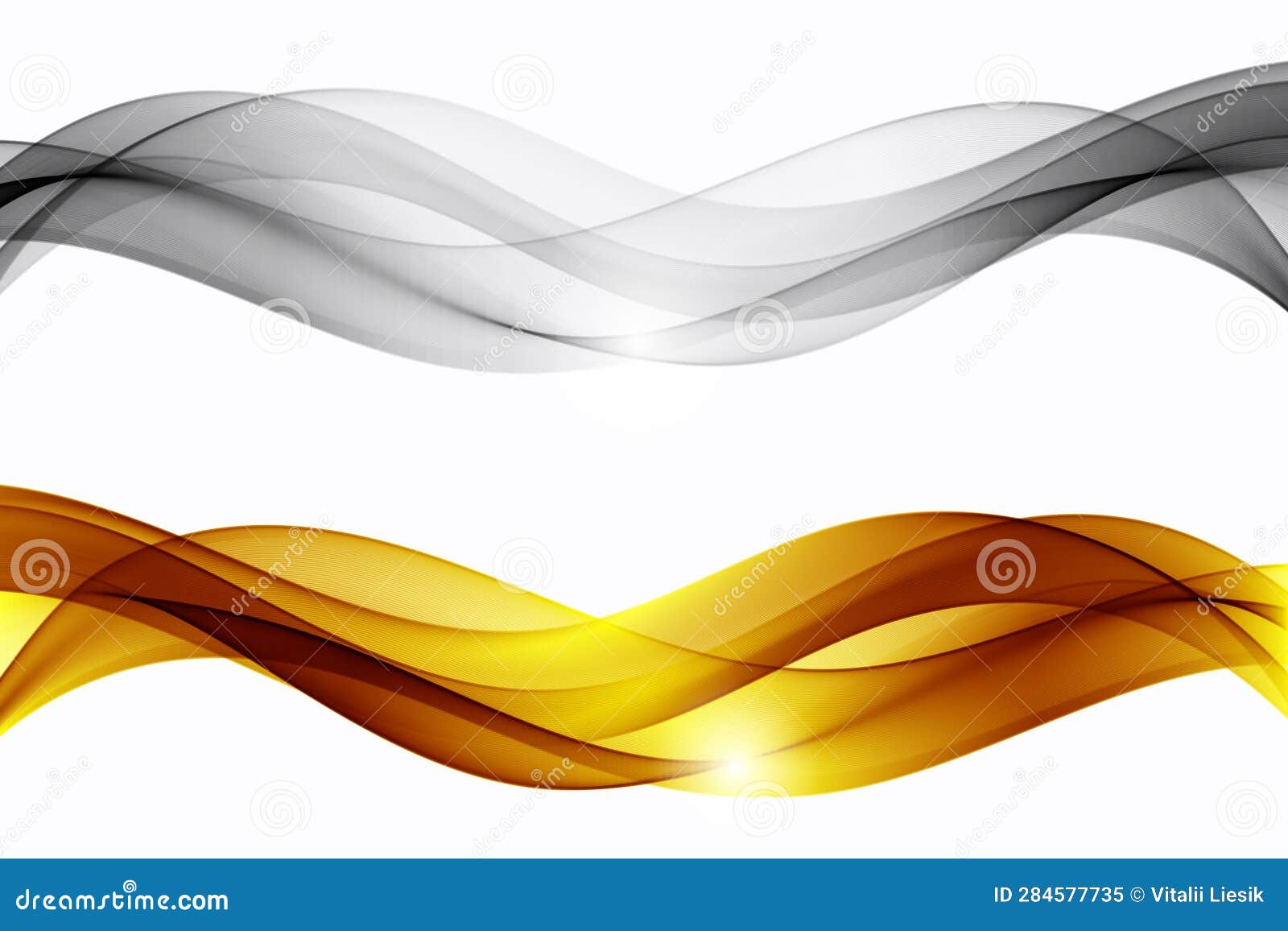 Gold and Silver Flow of Wavy Lines, Abstract Waves Background. Vector ...