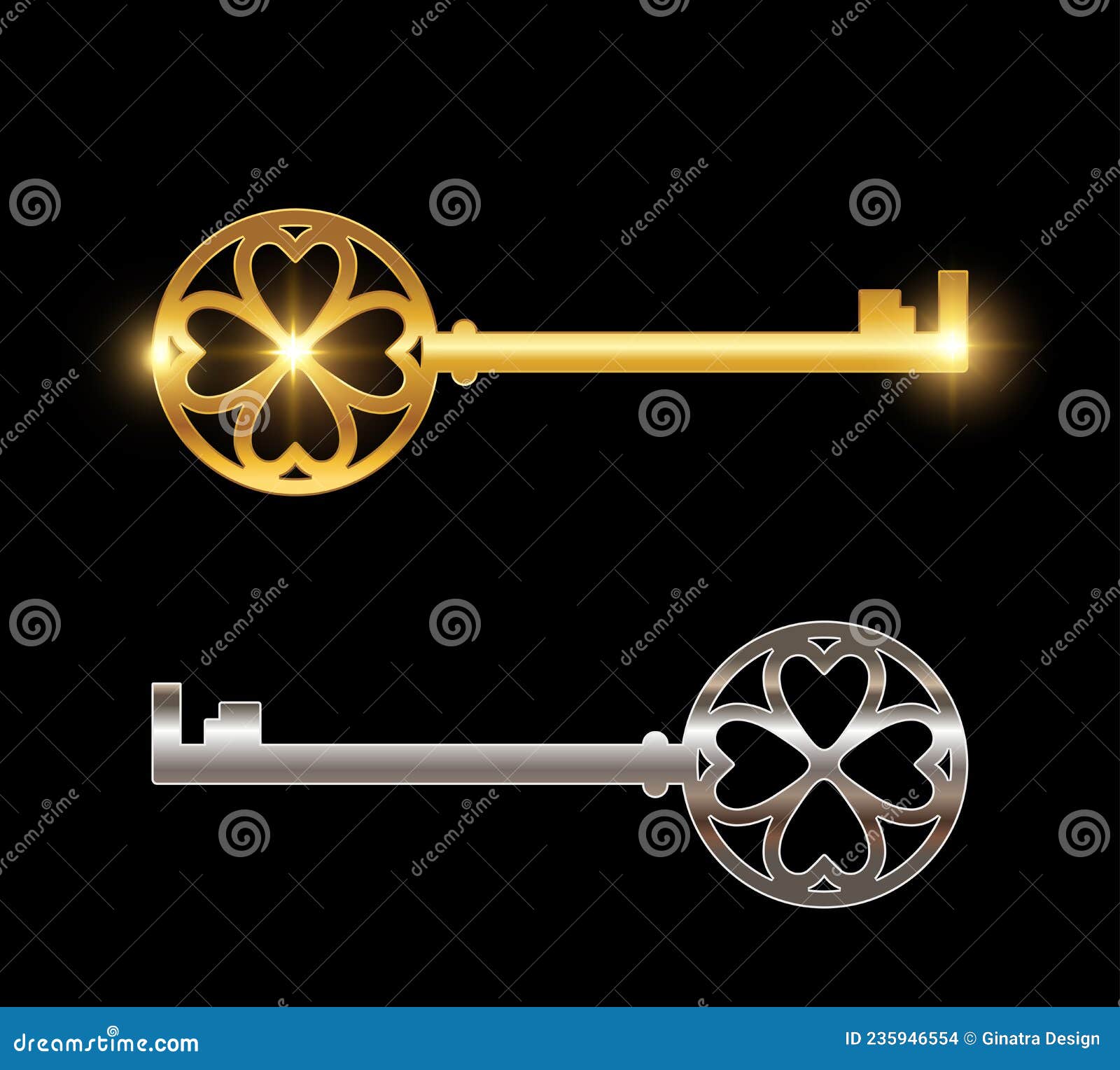 Gold and Silver Key Sign stock vector. Illustration of open - 235946554