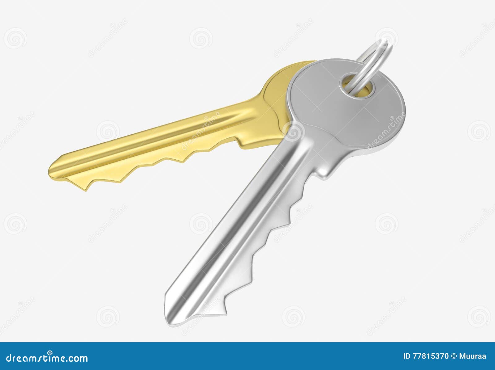 Gold and Silver Key with Silver Ring Stock Illustration - Illustration ...