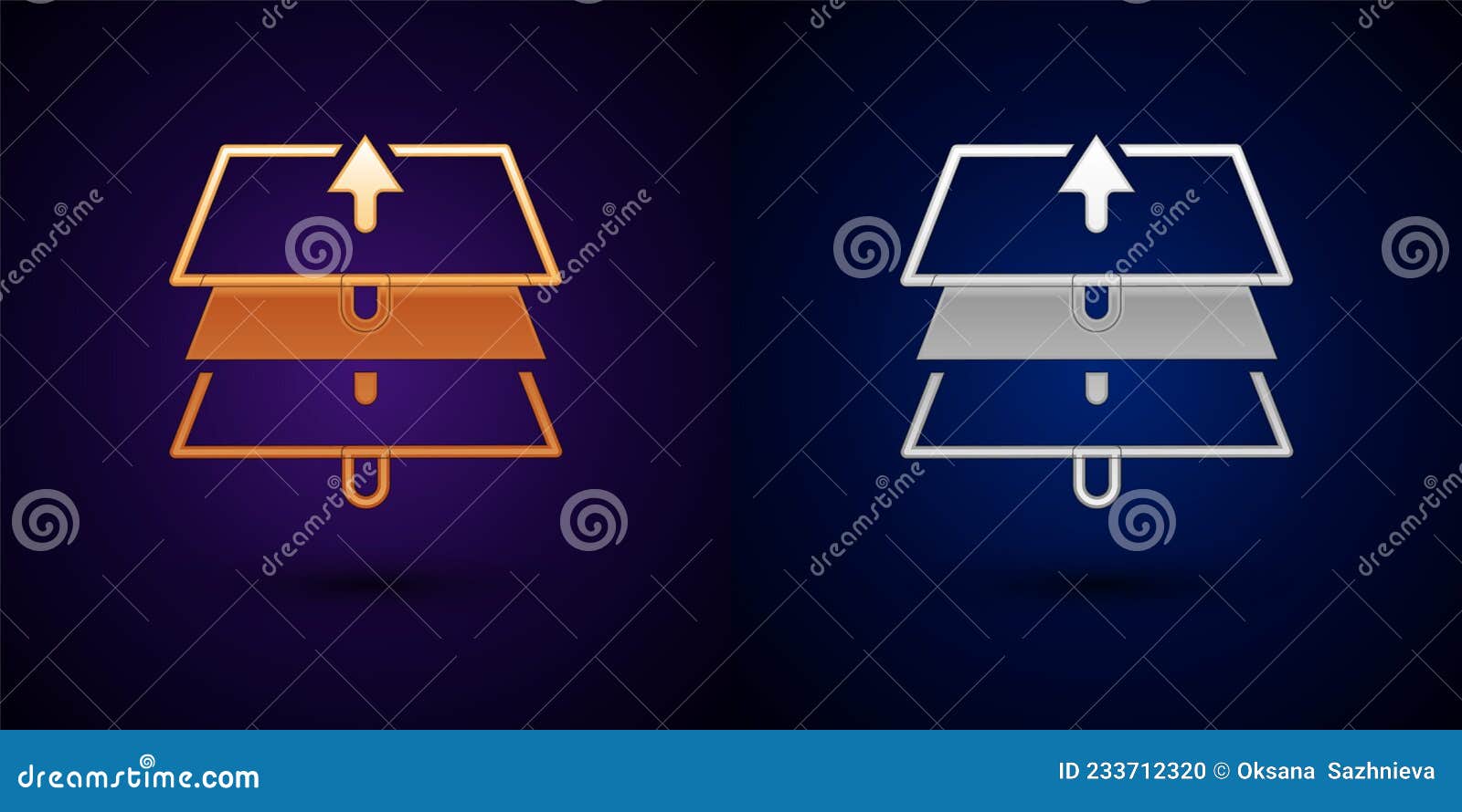 Gold and Silver Layers Icon Isolated on Black Background. Vector Stock ...