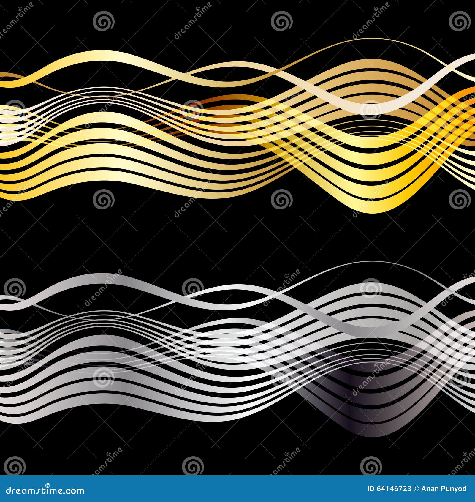Gold and Silver Line Wave Abstract Art Vector Design Stock Vector ...