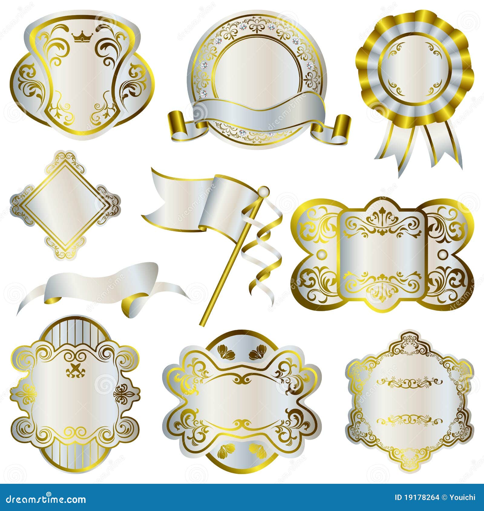 Gold and Silver Luxury Frames Set Stock Vector - Illustration of dark ...