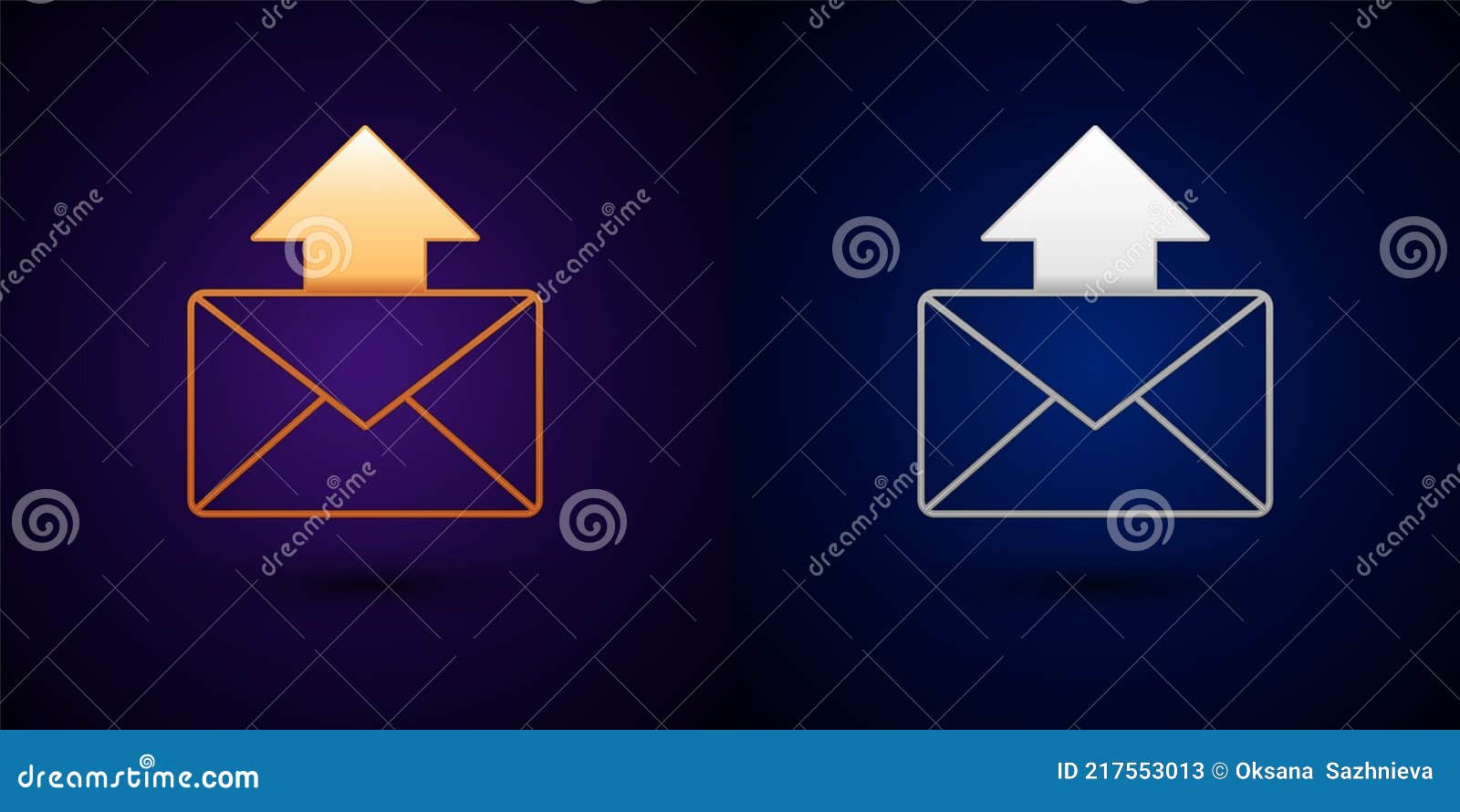 Gold and Silver Mail and E-mail Icon Isolated on Black Background ...