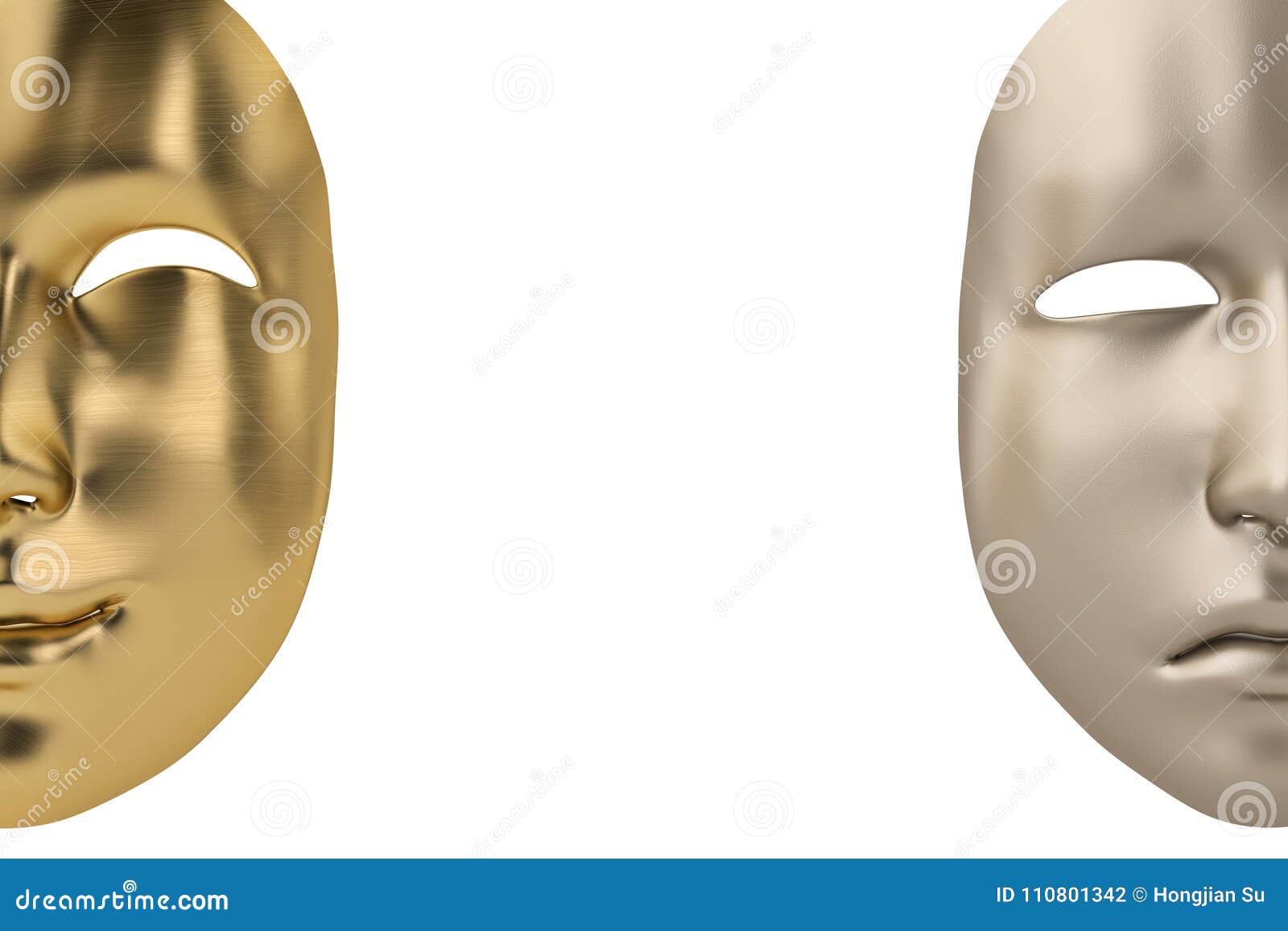Gold and Silver Masks.3D Illustration. Stock Illustration ...