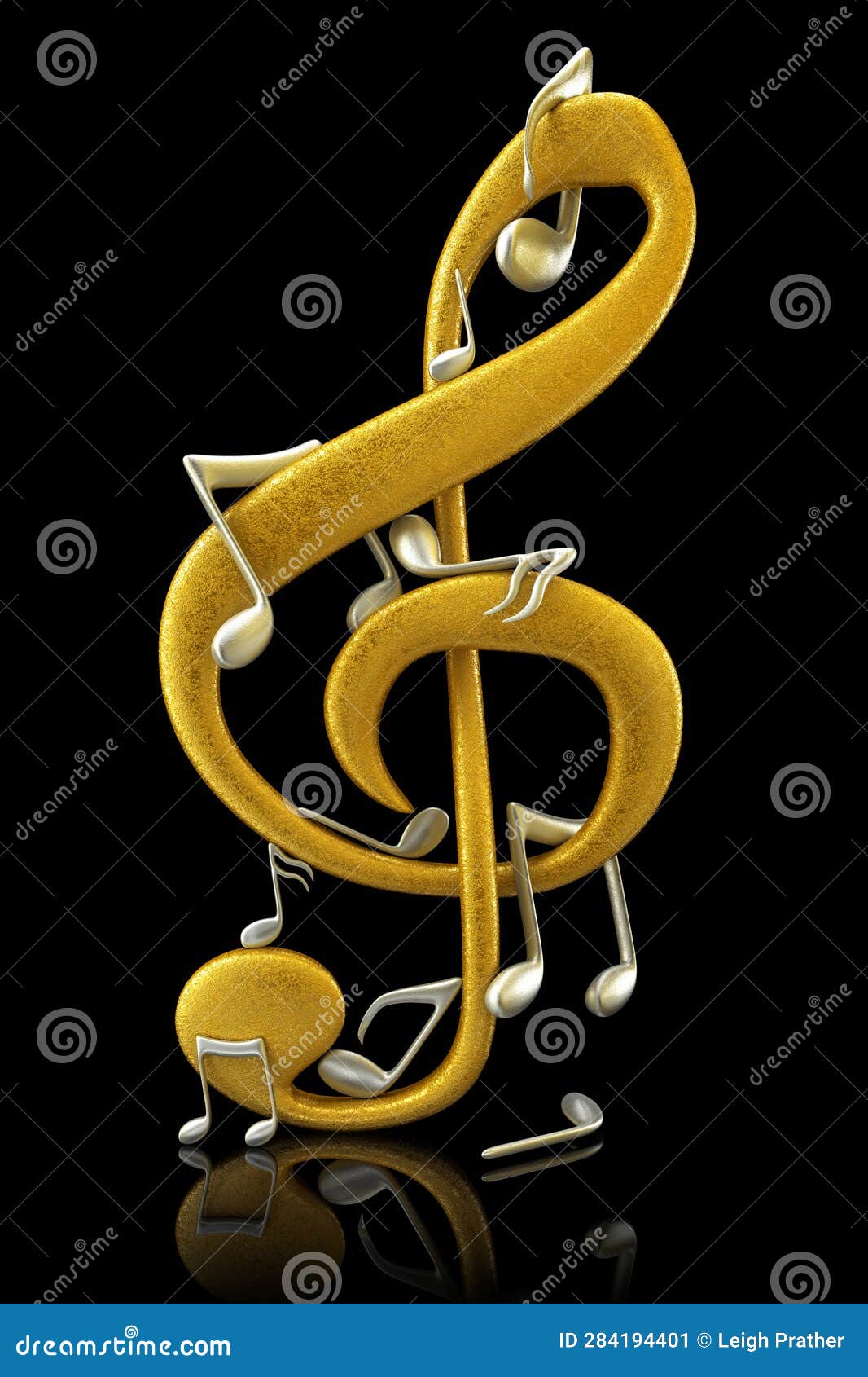 Gold and Silver Musical Notes - 3d Render Stock Illustration ...
