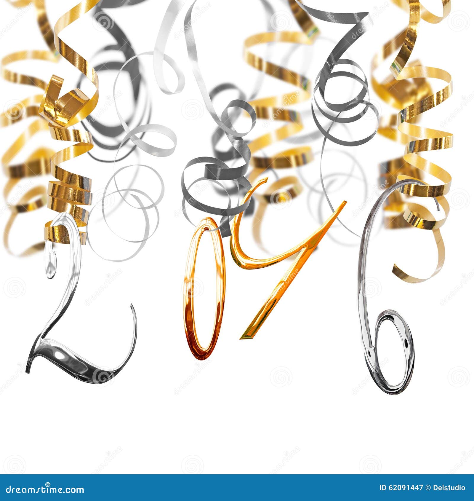 Gold and Silver 2016 Numbers Hanging Stock Image - Image of merry, card ...