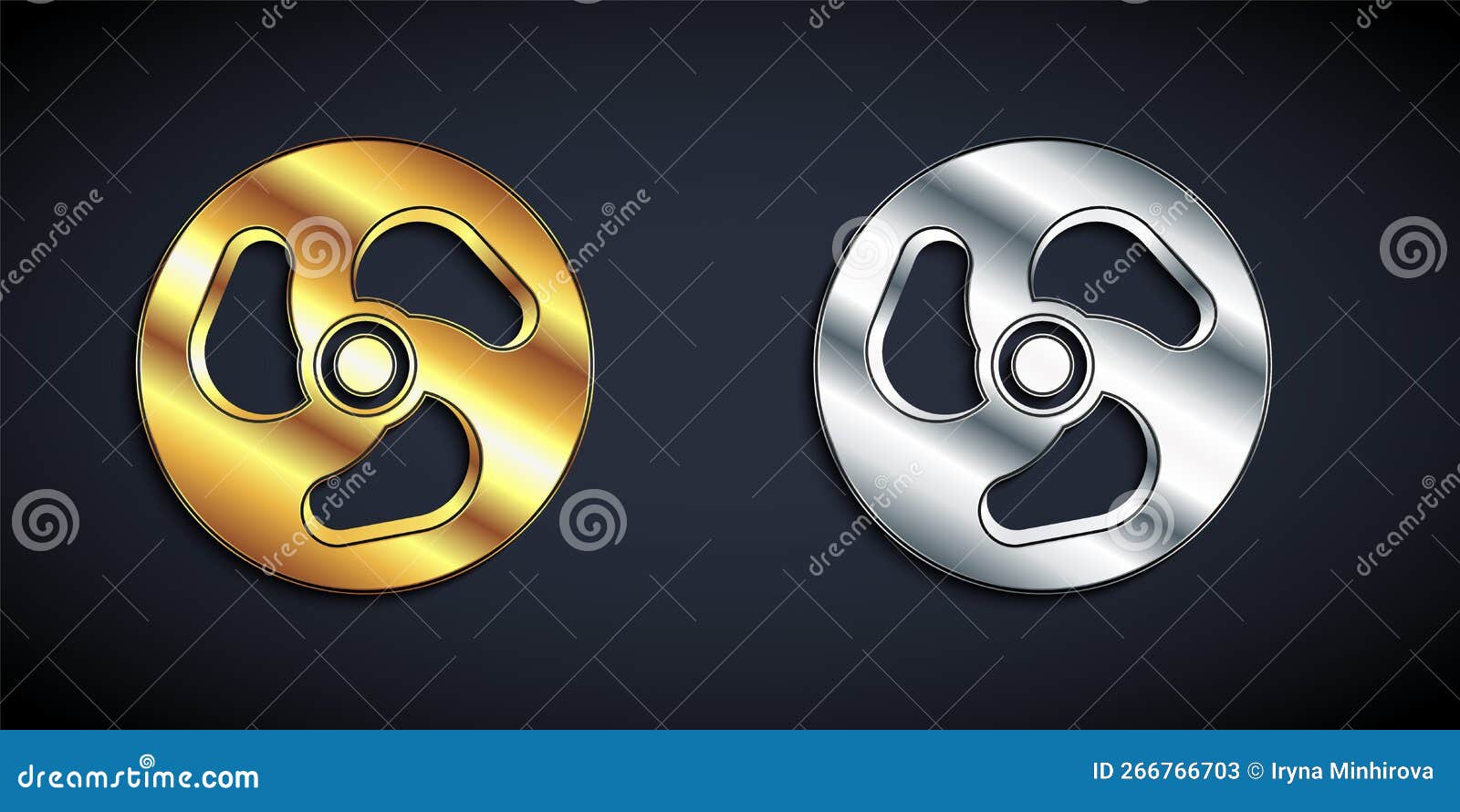 Gold and Silver Outboard Boat Motor Icon Isolated on Black Background ...