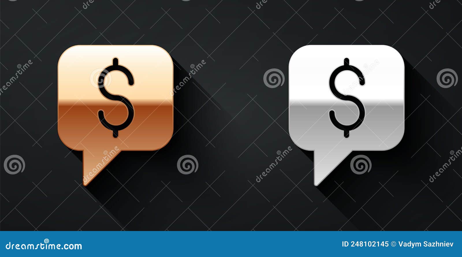Gold and Silver Paid Support Icon Isolated on Black Background.Speech ...