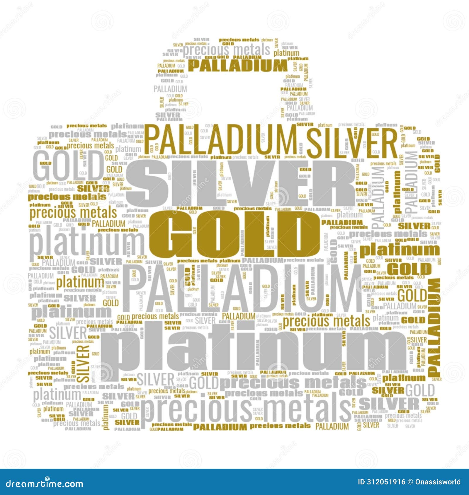 Gold Silver Palladium Platinum Text Shapes Illustration Stock ...