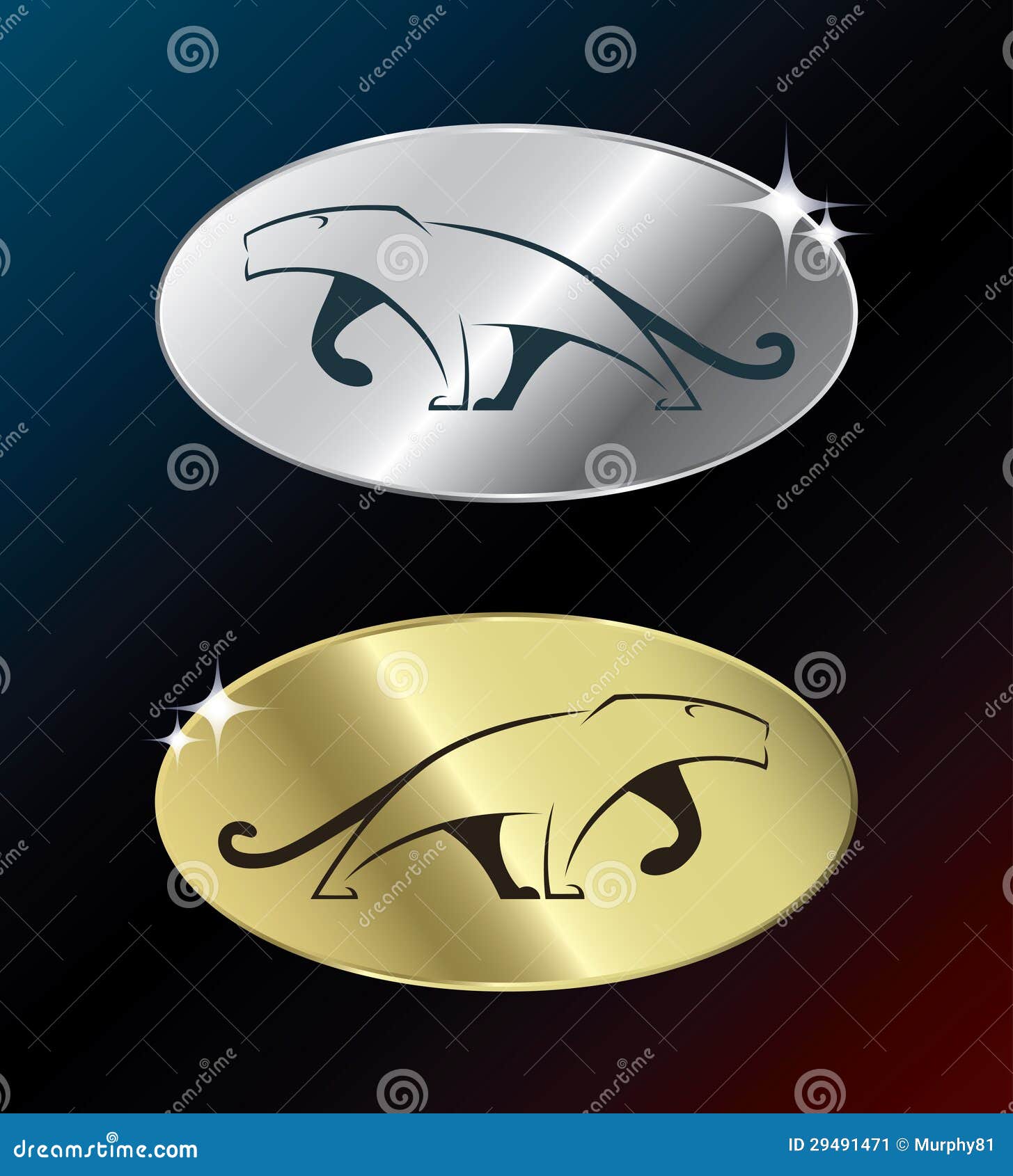 Gold and Silver Panther Medals Stock Vector - Illustration of nature ...