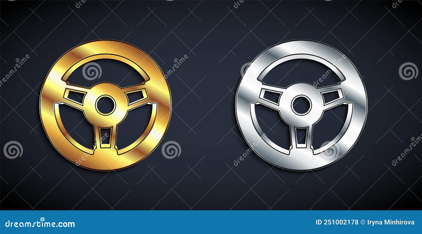 Gold and Silver Racing Simulator Cockpit Icon Isolated on Black ...