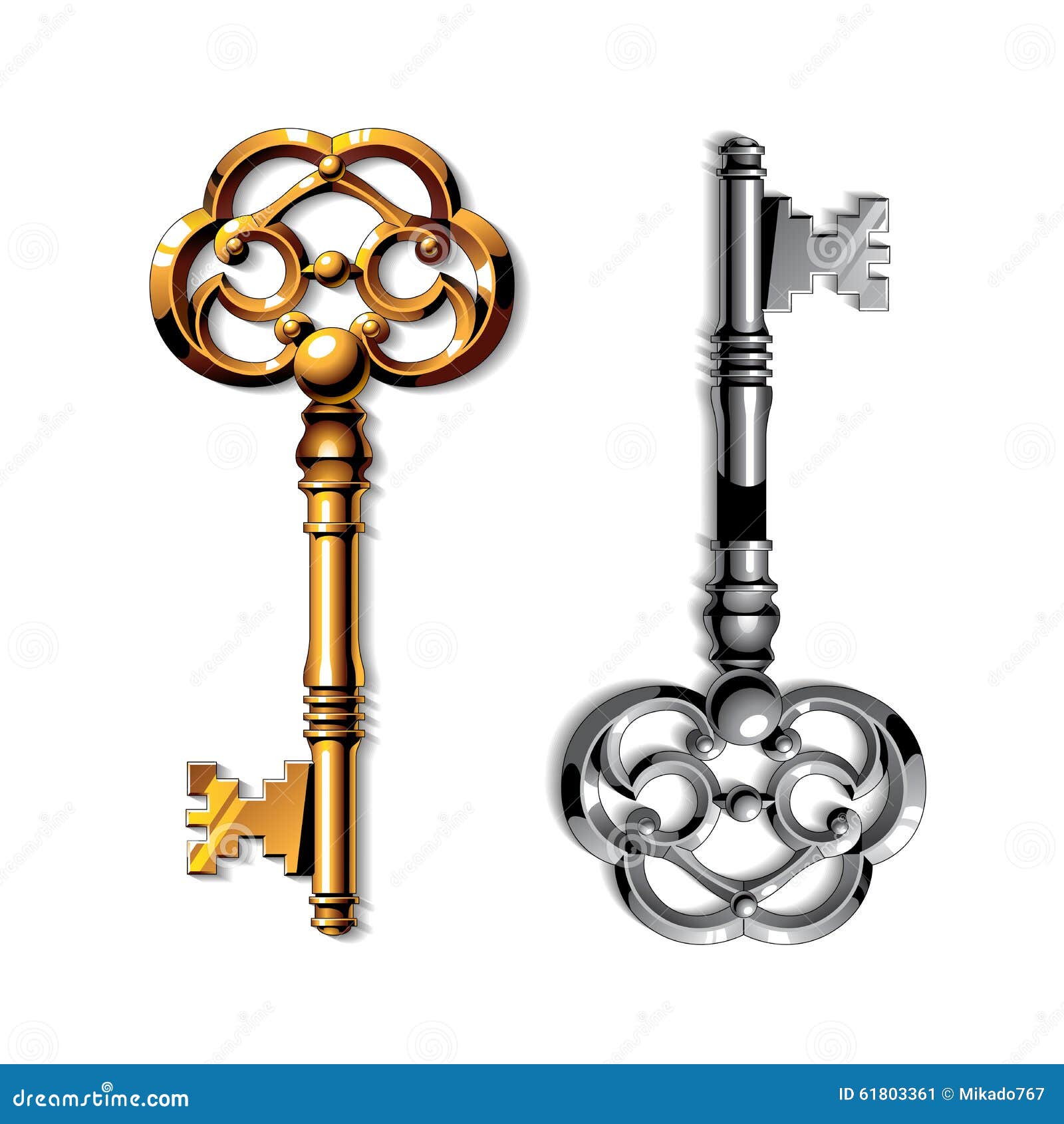 Gold and Silver Realistic Vintage Isolated Keys Stock Vector ...