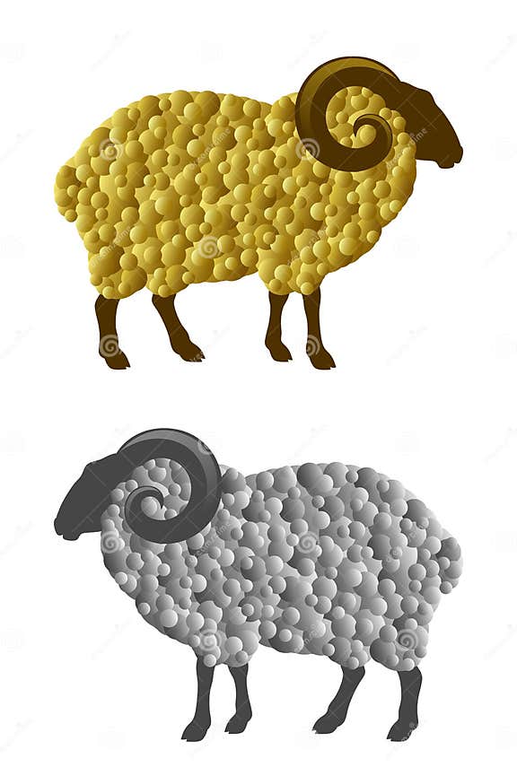 Gold and silver sheep stock vector. Illustration of domestic - 32910619