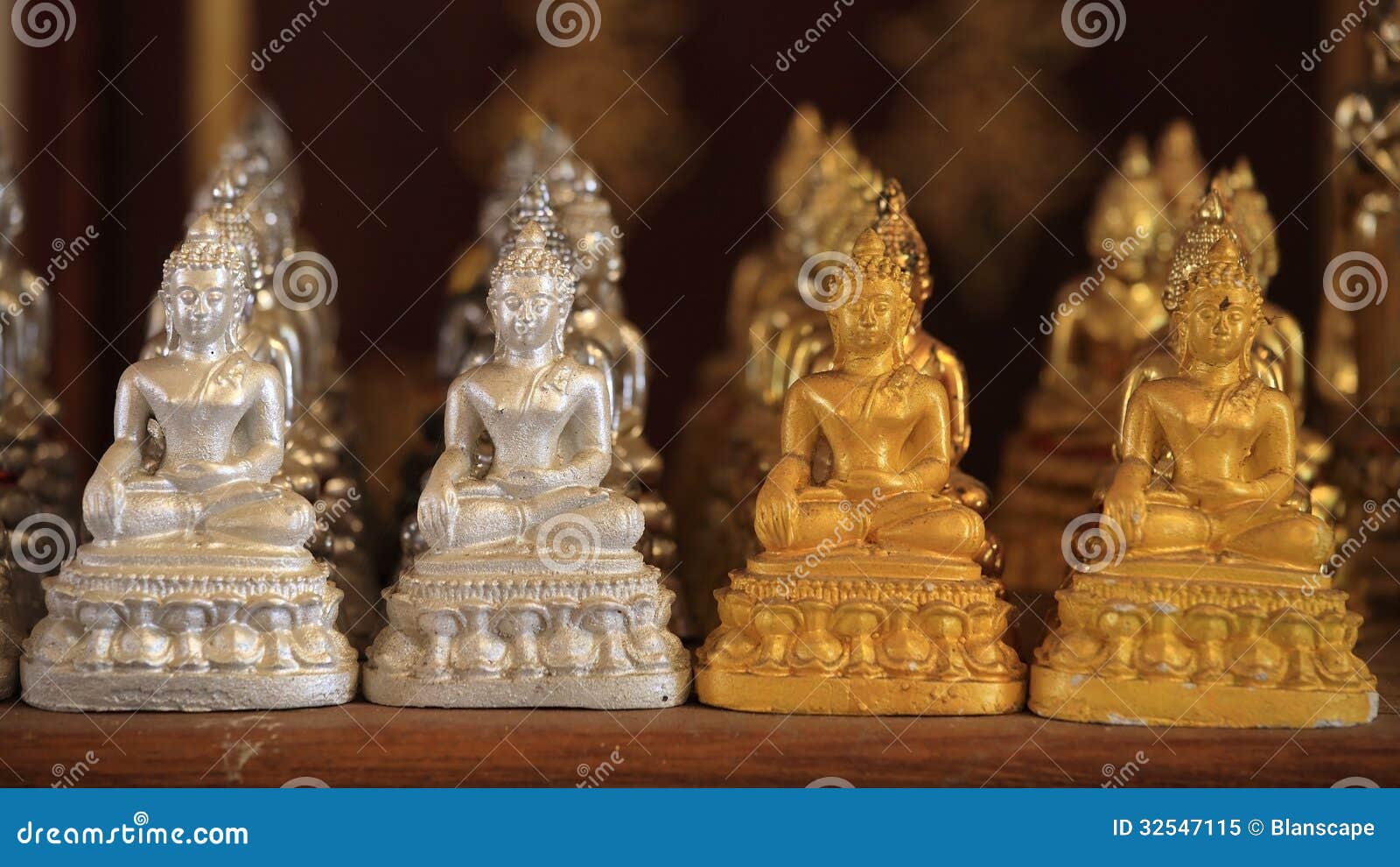 Gold and Silver Small Buddha Statues Stock Image - Image of asia ...