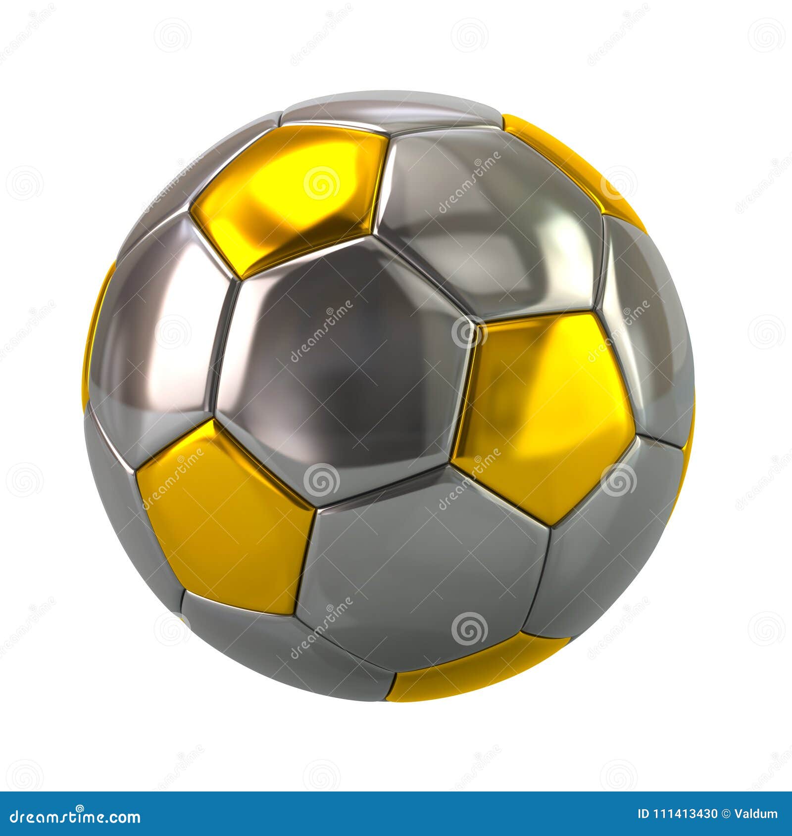 Gold and Silver Soccer Ball 3d Illustration Stock Illustration ...