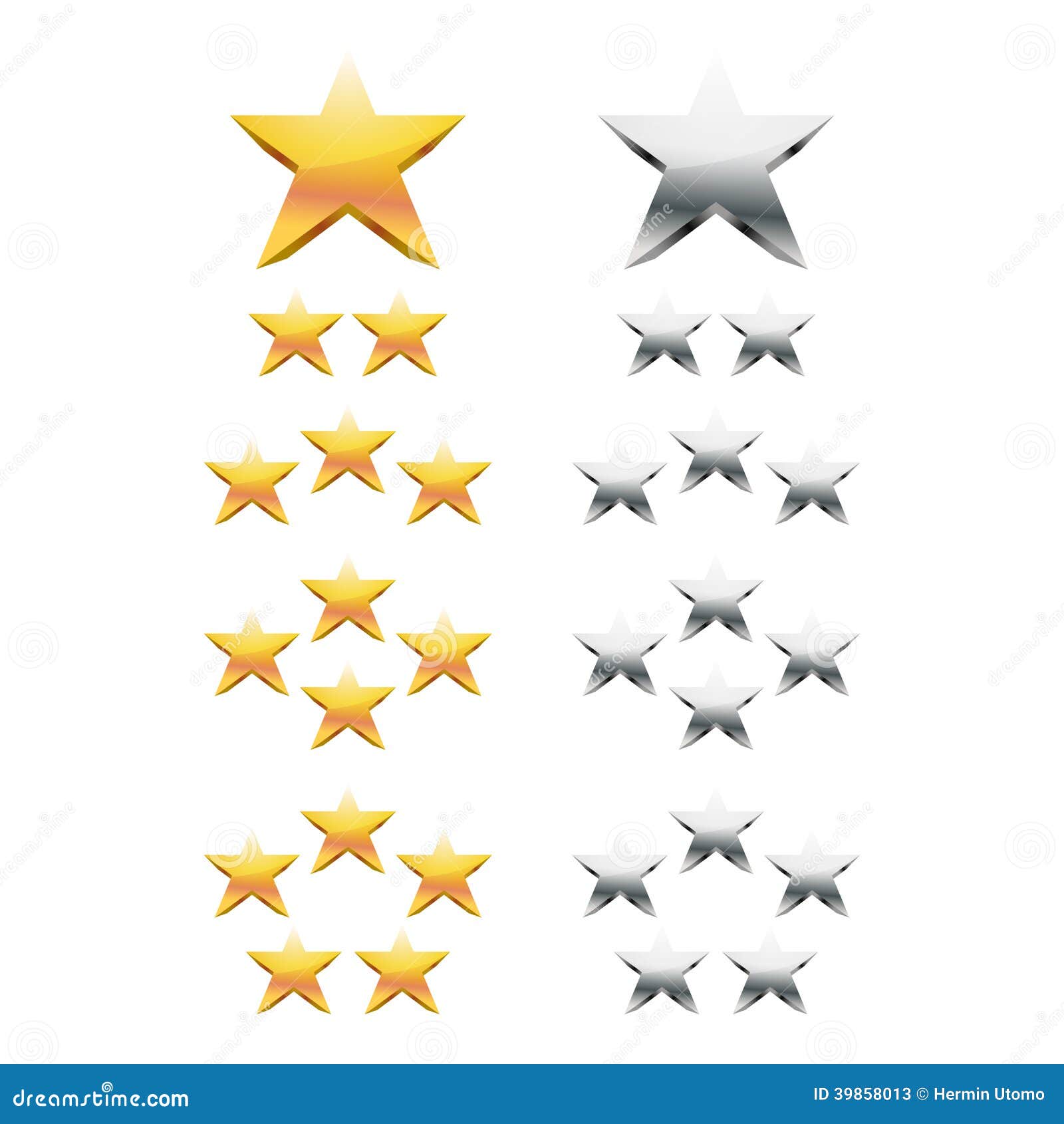 Gold and Silver Stars Rating Stock Vector - Illustration of icon, star ...