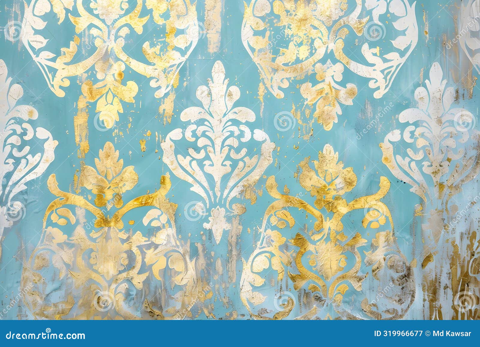 Gold and Silver Texture on Light Blue Vintage Pattern Stock ...