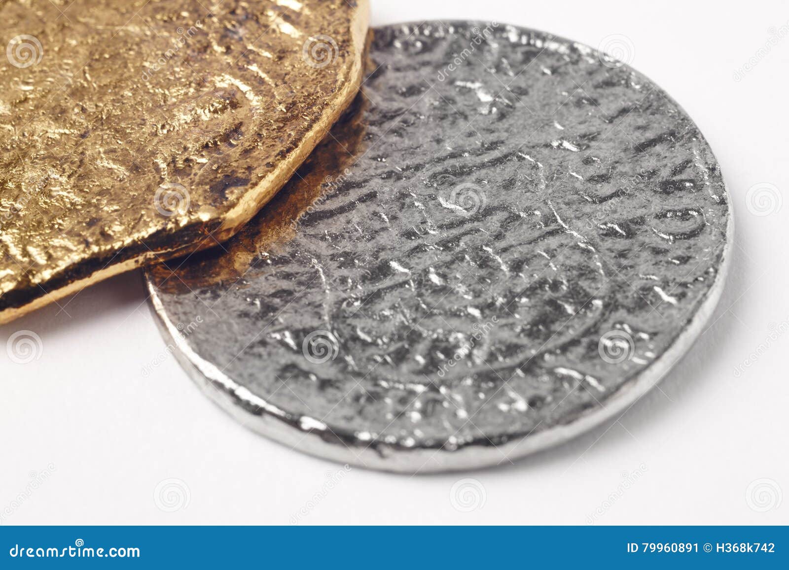 Gold Silver 19th Century Doubloons Isolated on White. Stock Image ...