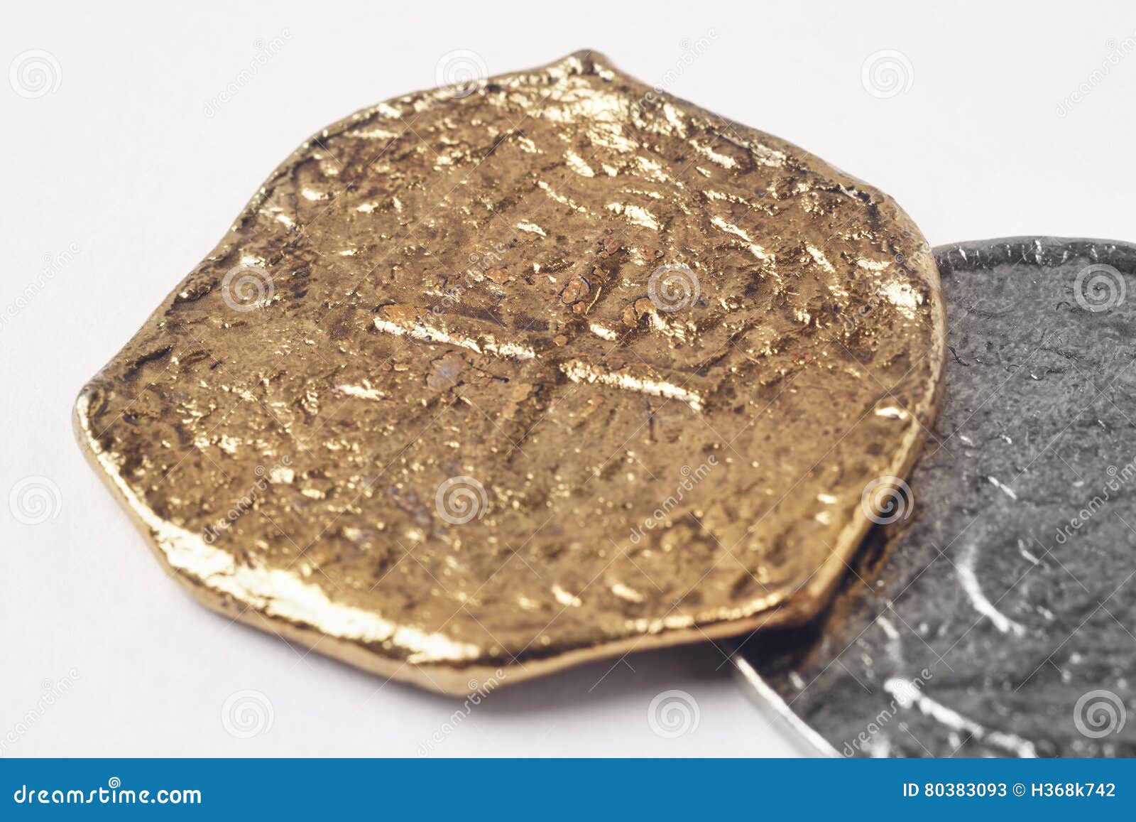 Gold Silver 19th Century Doubloons Isolated on White. Stock Image ...