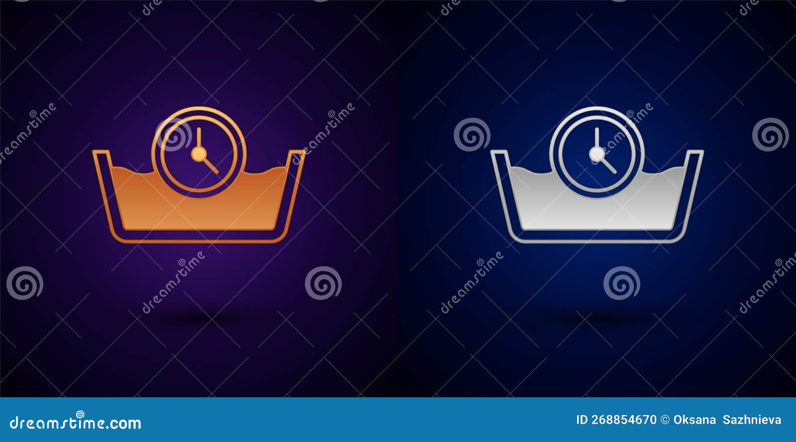Gold and Silver Time Wash Icon Isolated on Black Background ...