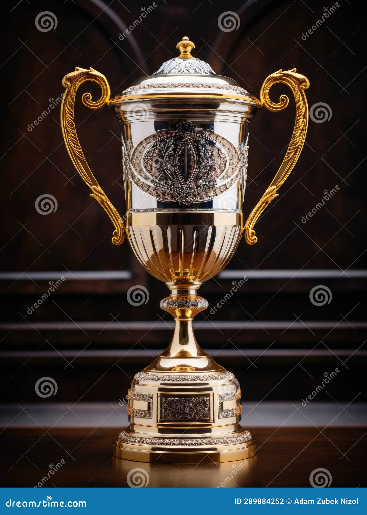 A gold and silver trophy stock illustration. Illustration of victory ...