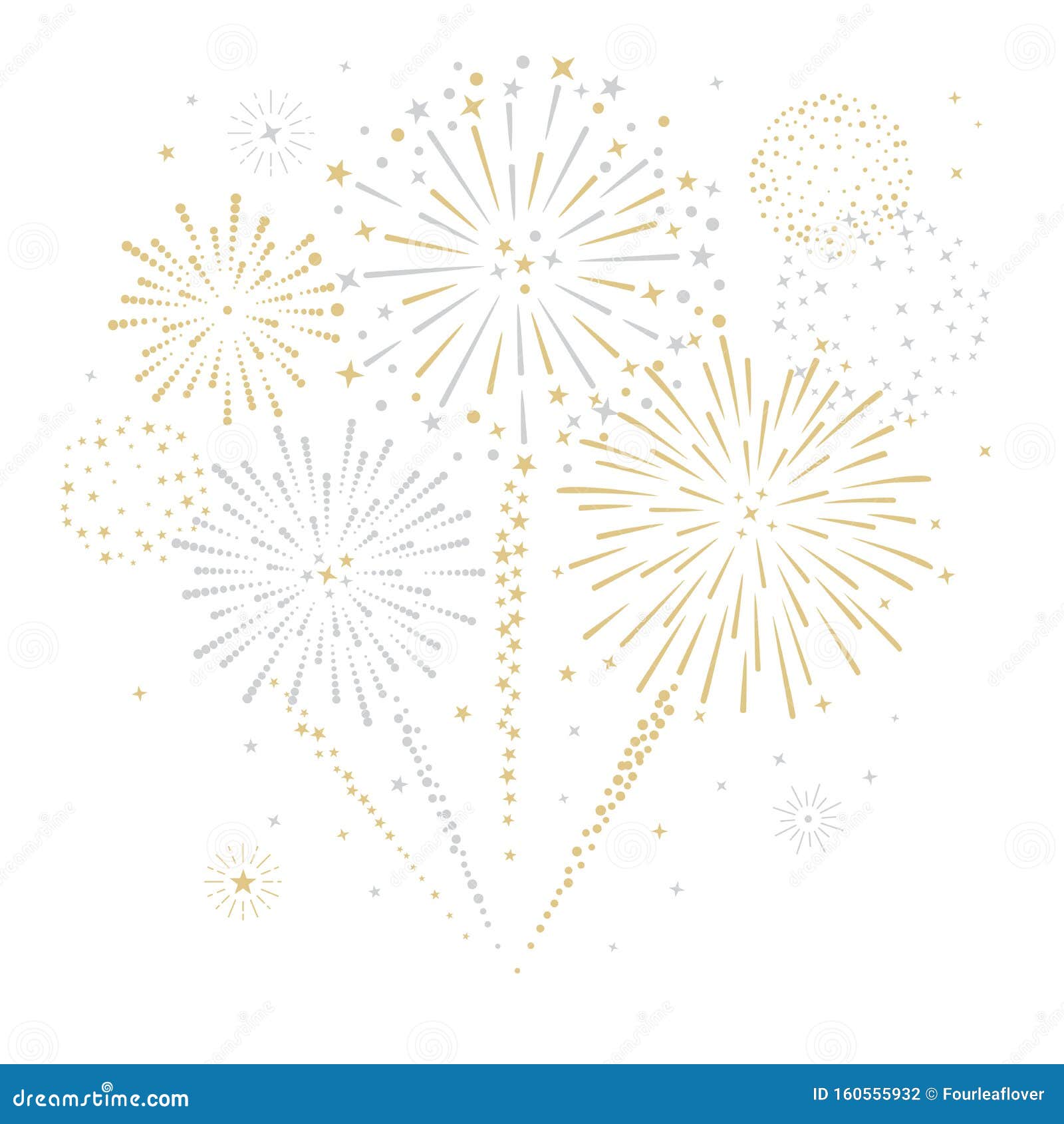 Gold and Silver Vector Fireworks Display Illustration Stock Vector ...