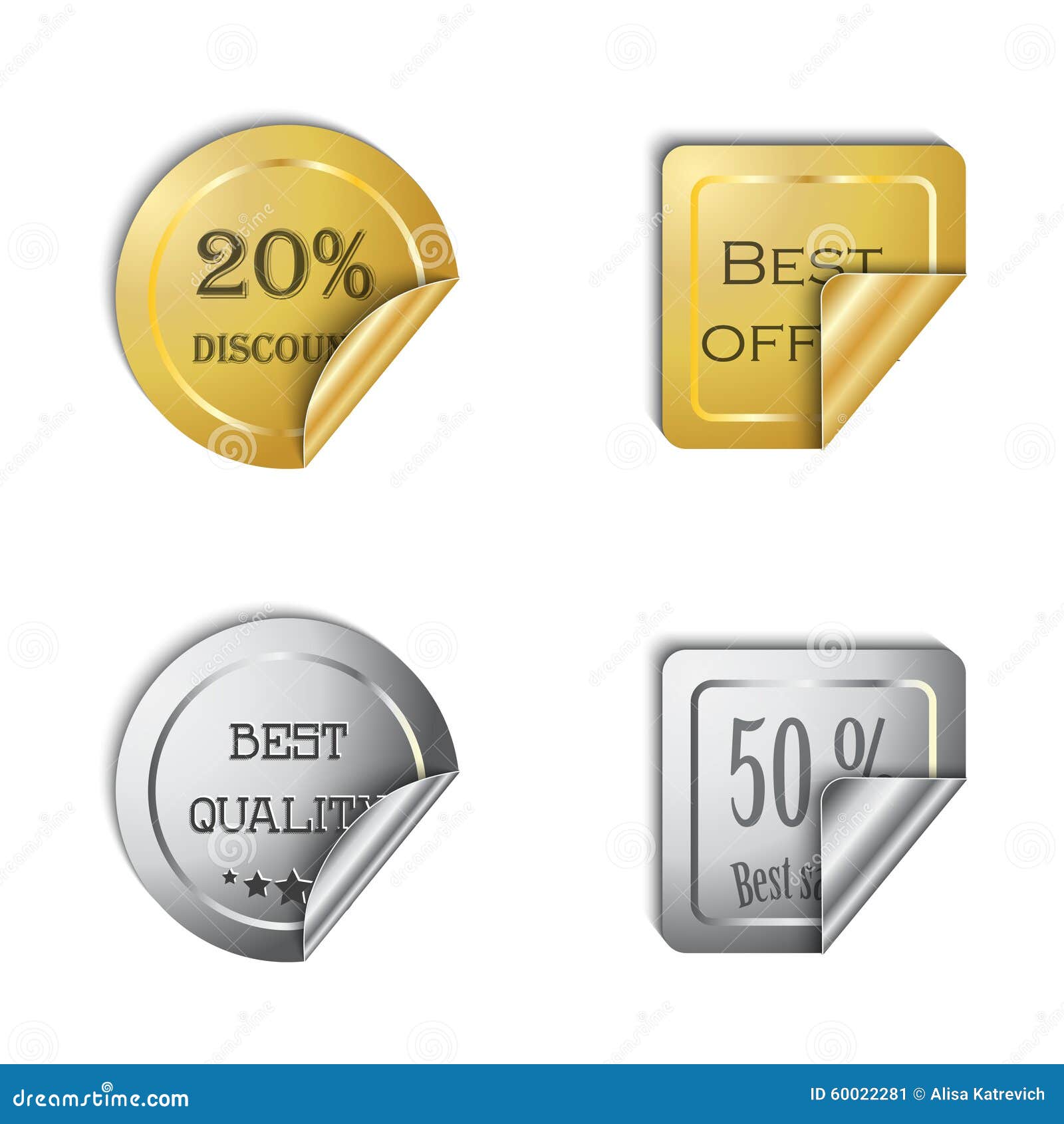 Gold and Silver Vector Sticker Set on a White Stock Vector ...