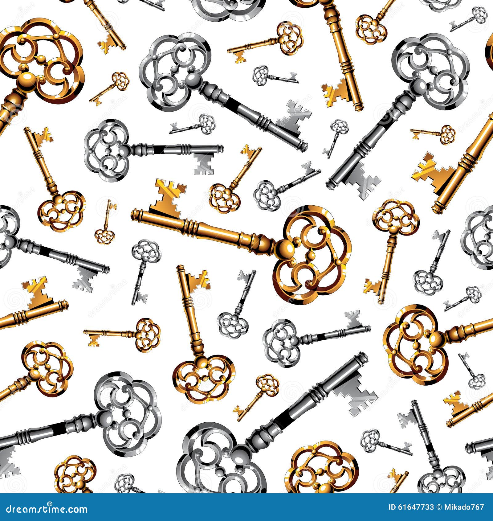 Gold and Silver Vintage Keys on White Background Stock Vector ...