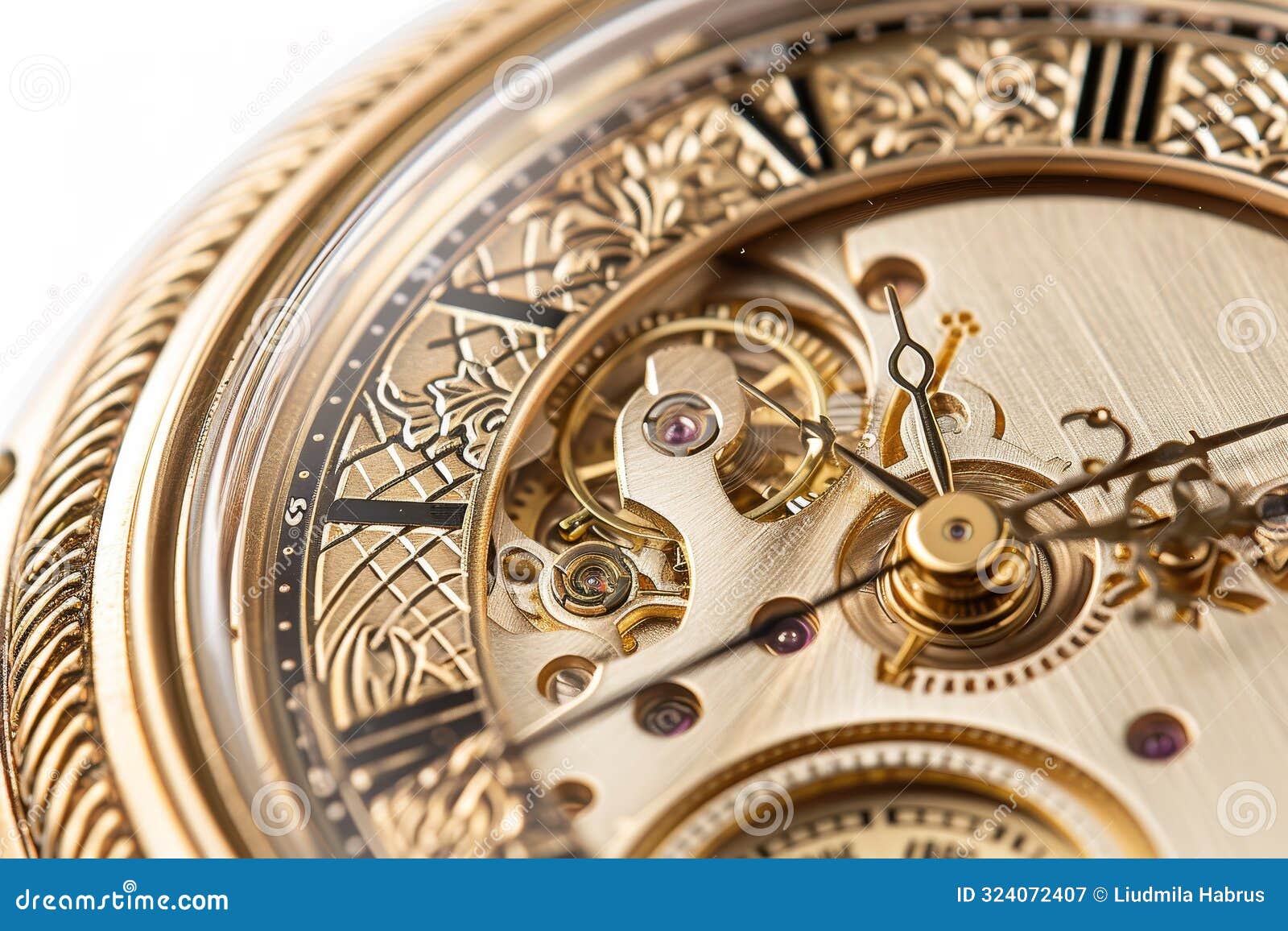 A Gold and Silver Watch with Roman Numerals and a Clock Face Stock ...