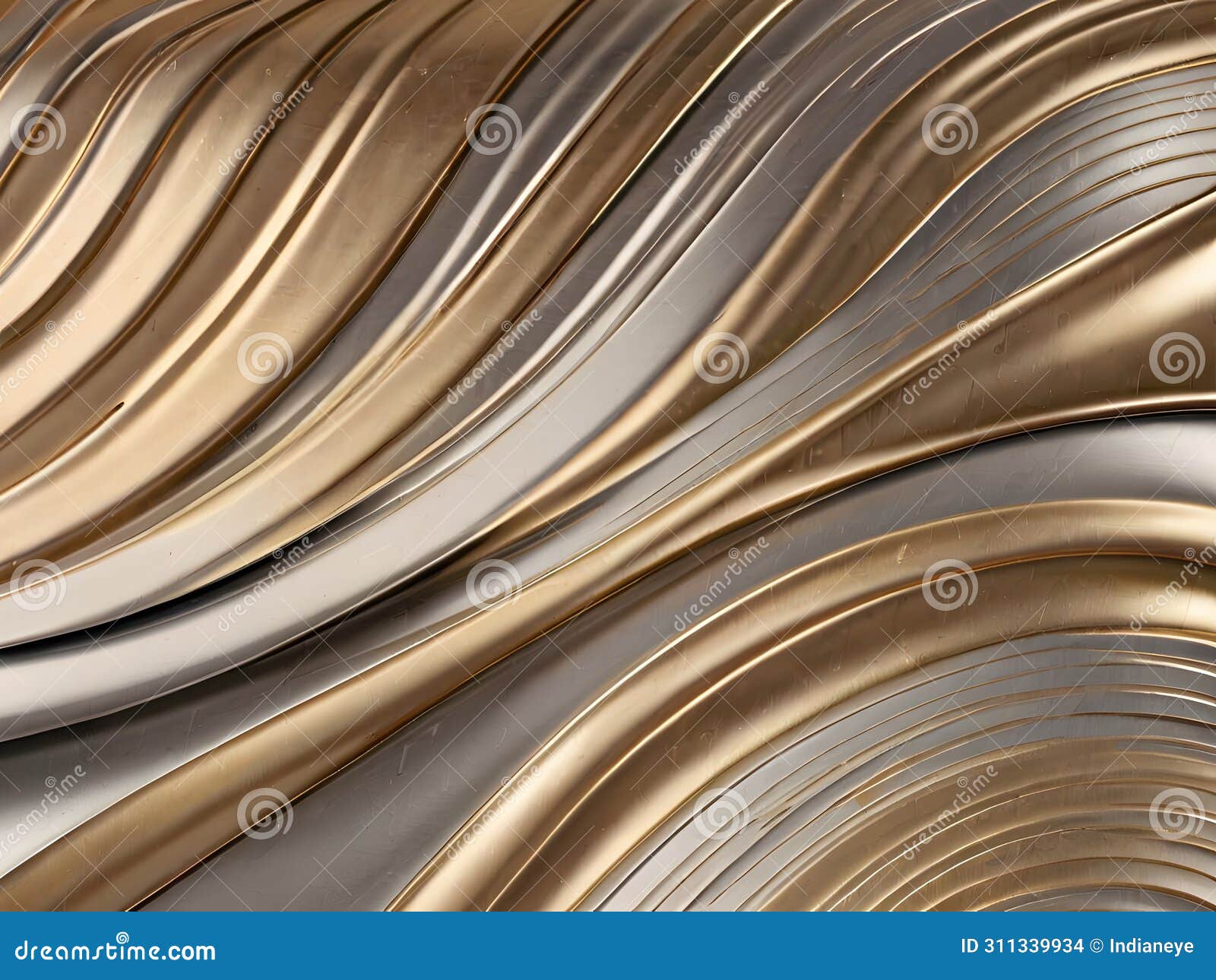 A Gold and Silver Wave Pattern with a Shiny, Reflective Surface Stock ...