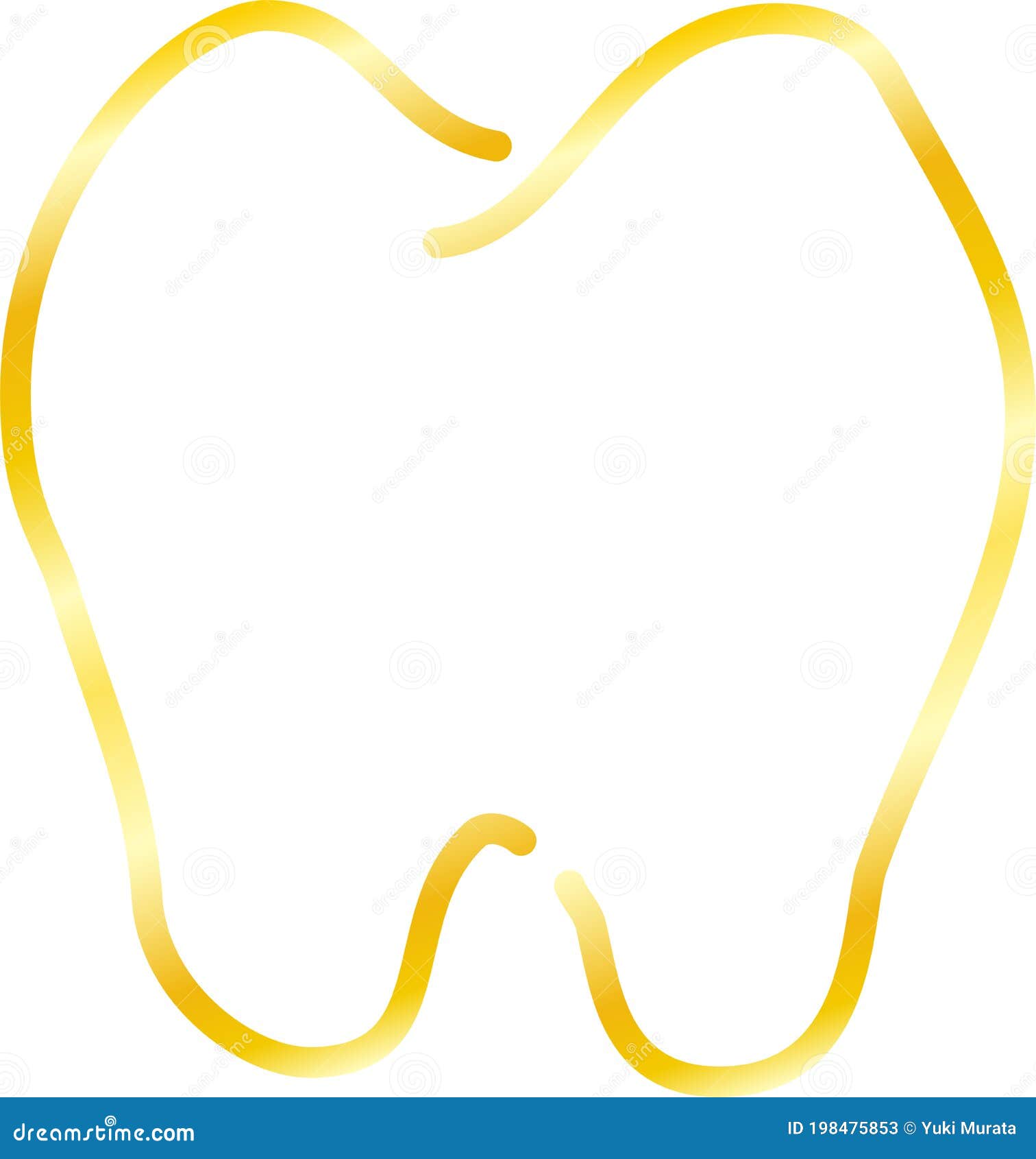 Gold Simple Line Drawing of Tooth Stock Vector - Illustration of body ...