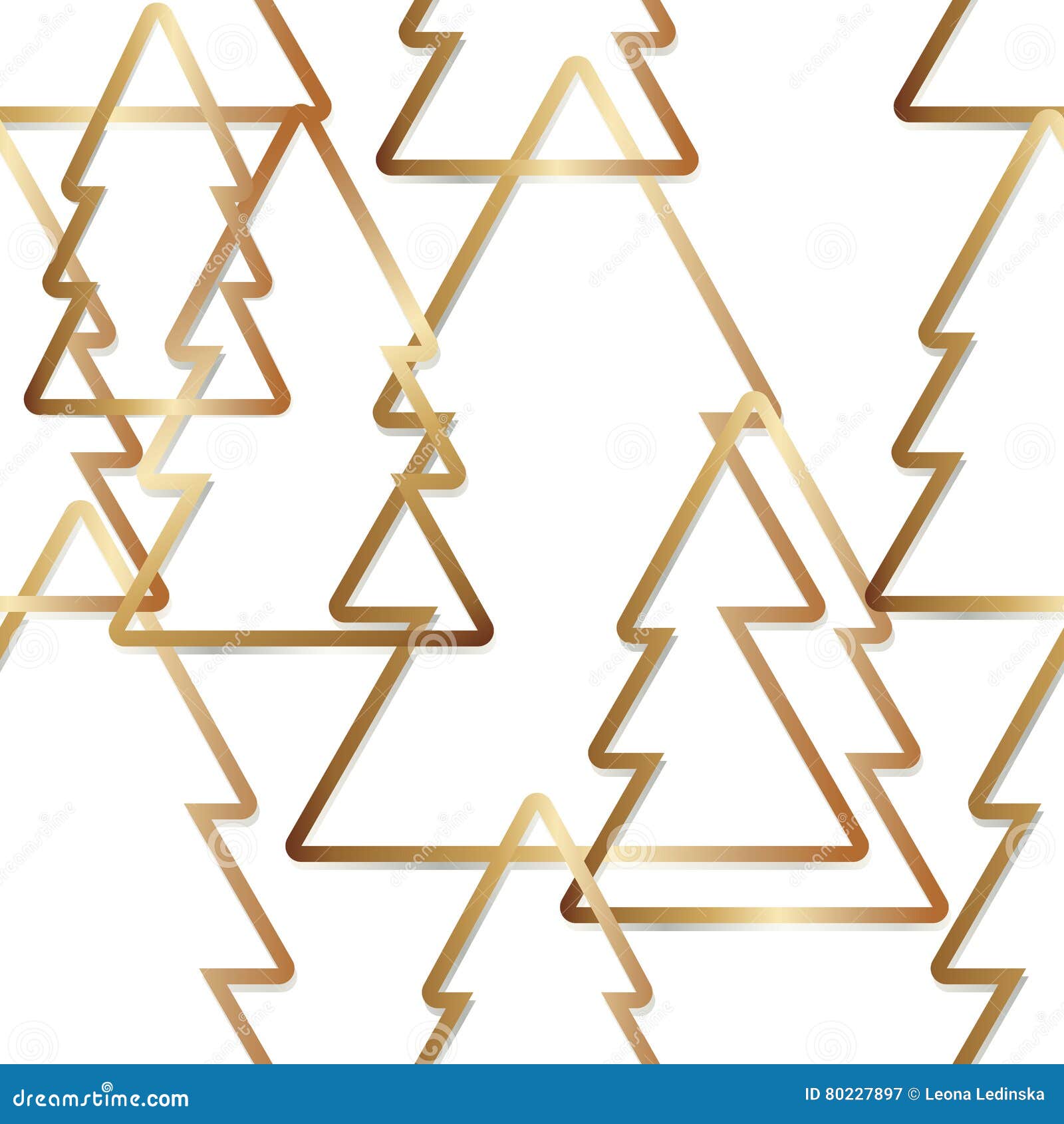 Gold Simple Outline Trees - Seamless Background Stock Vector ...