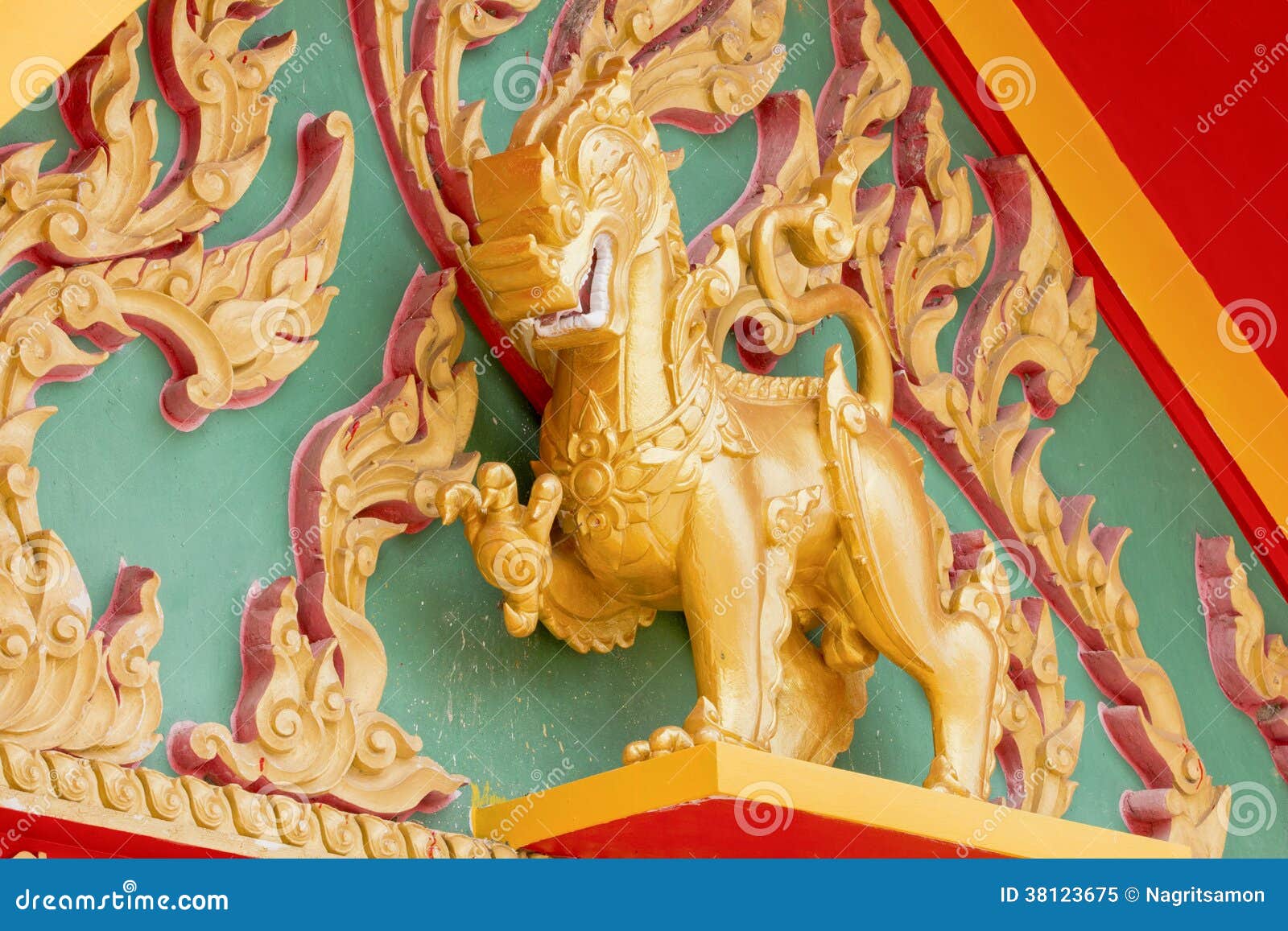 Gold Singha in the temple stock image. Image of asian - 38123675