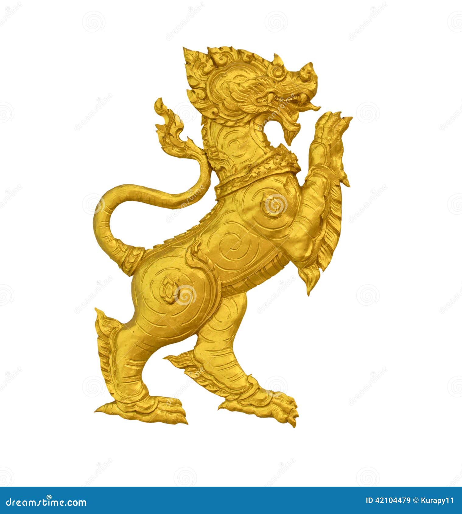 Gold singha stock image. Image of religion, carving, oriental - 42104479