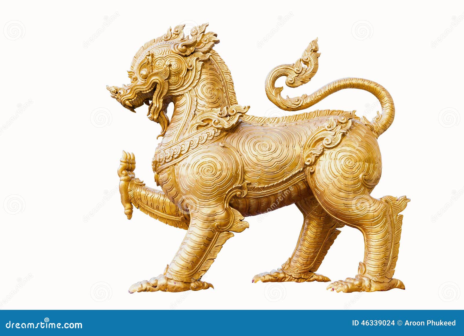 Singha Is White Lion Guardians In Temple. Royalty-Free Stock Photo ...
