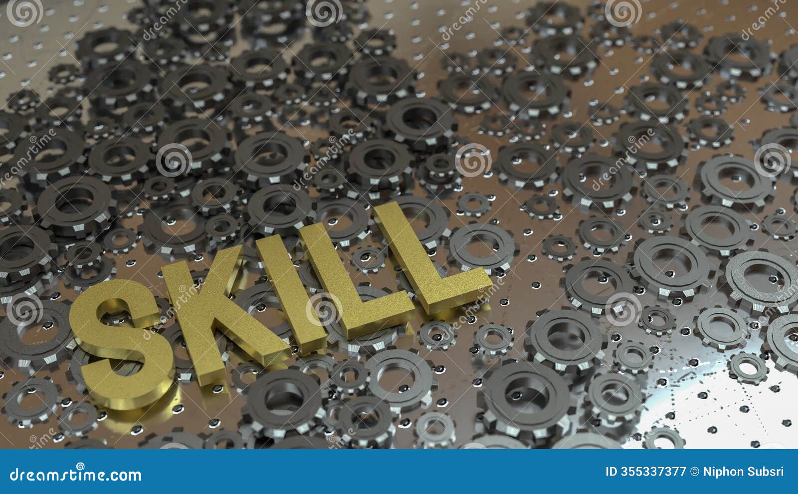 The Gold Skill Text on Metal Plate 3d Rendering Image Stock ...