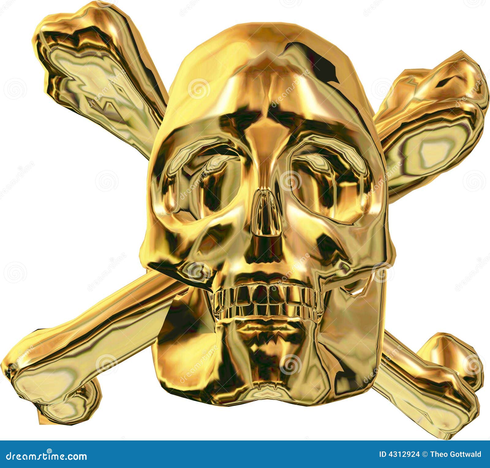 Gold Skull and Cross Bones stock illustration. Illustration of creepy ...