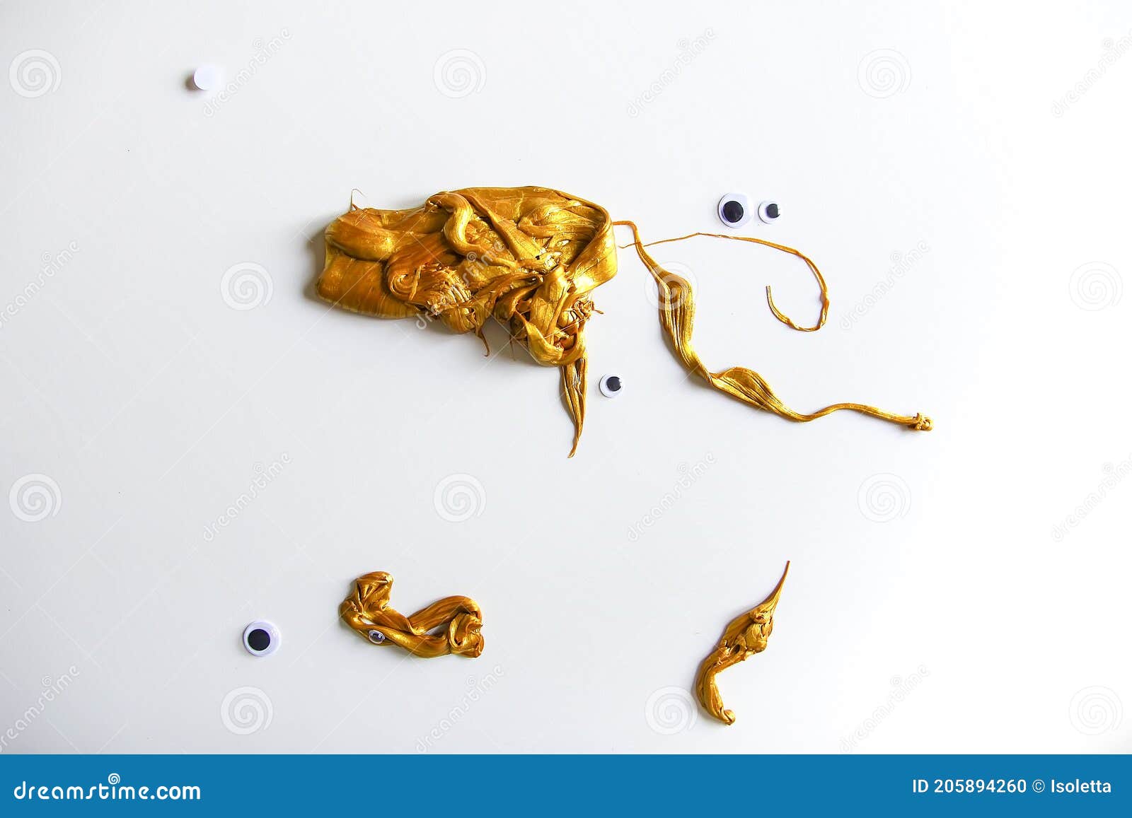 Gold Slime and Handmade Details on White Background Stock Photo - Image ...