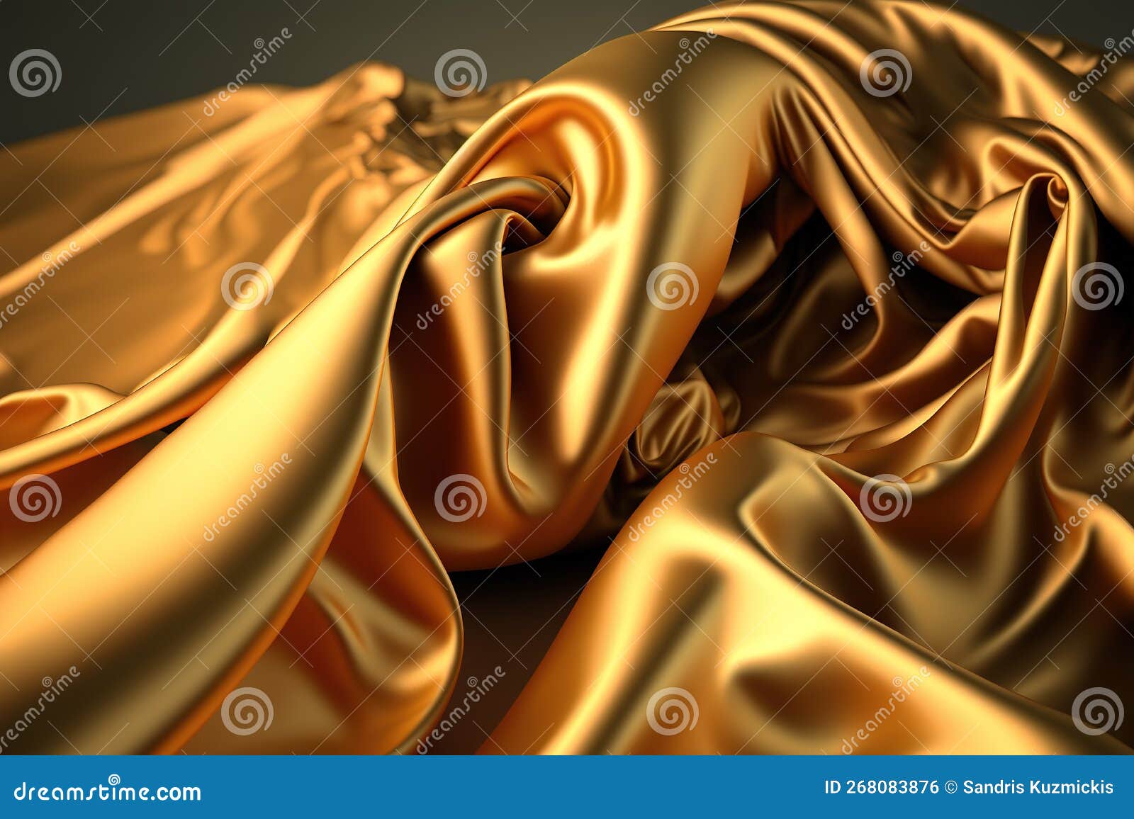 Gold Smooth Wrinkled Silk. Generative AI Stock Illustration ...