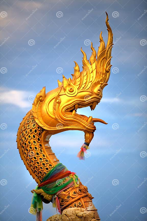 Gold Snake Statue stock photo. Image of blue, snake, religion - 3345658