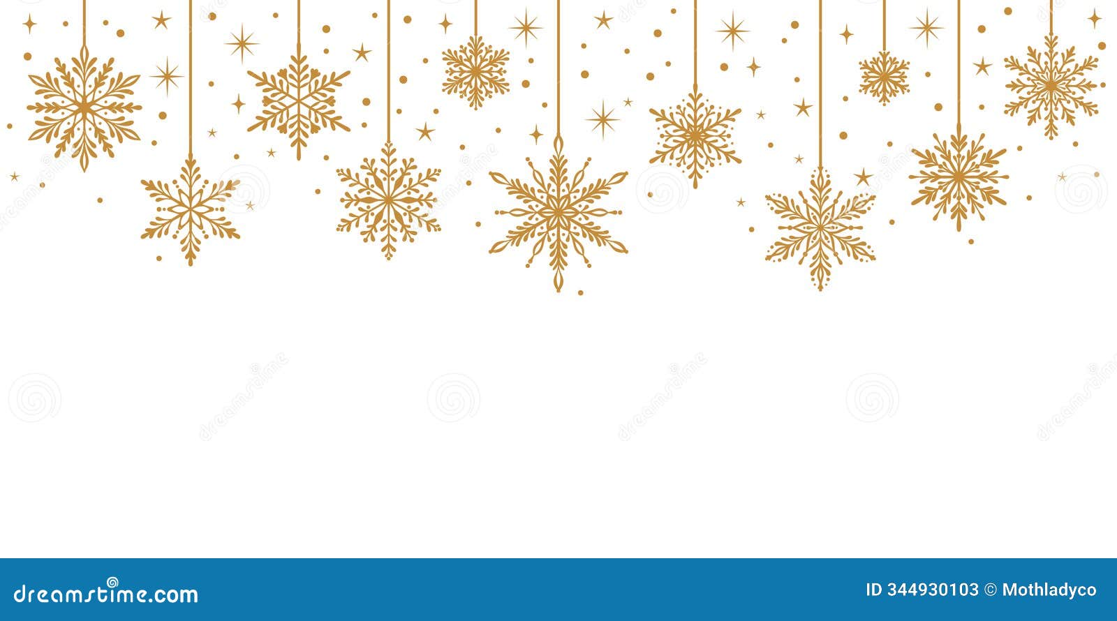 Gold Snow Banner, Vector Snowflake Decorative Header, Winter Holiday ...