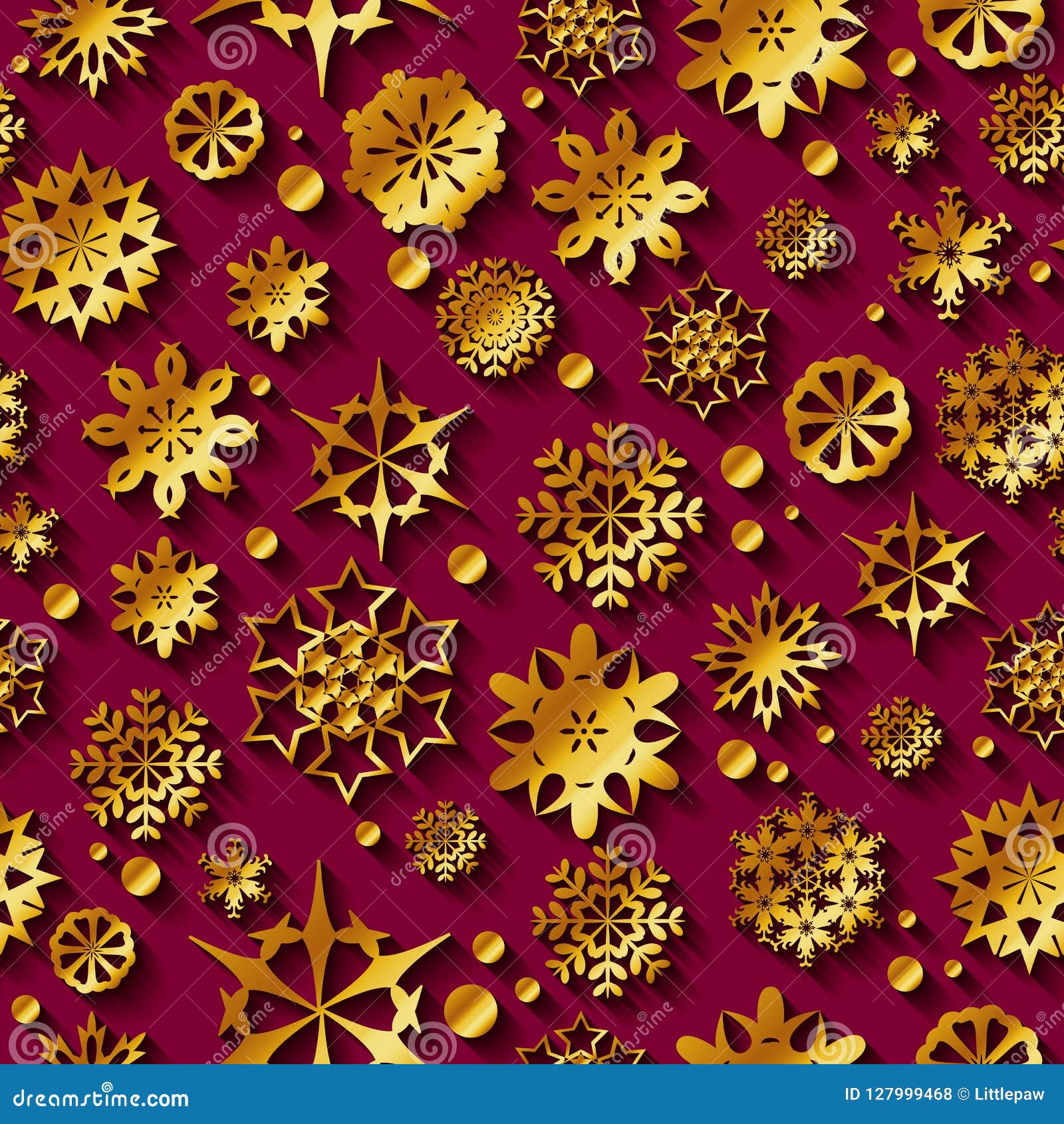 Gold Snowflakes Seamless Vector Pattern. Texture for Wallpapers ...